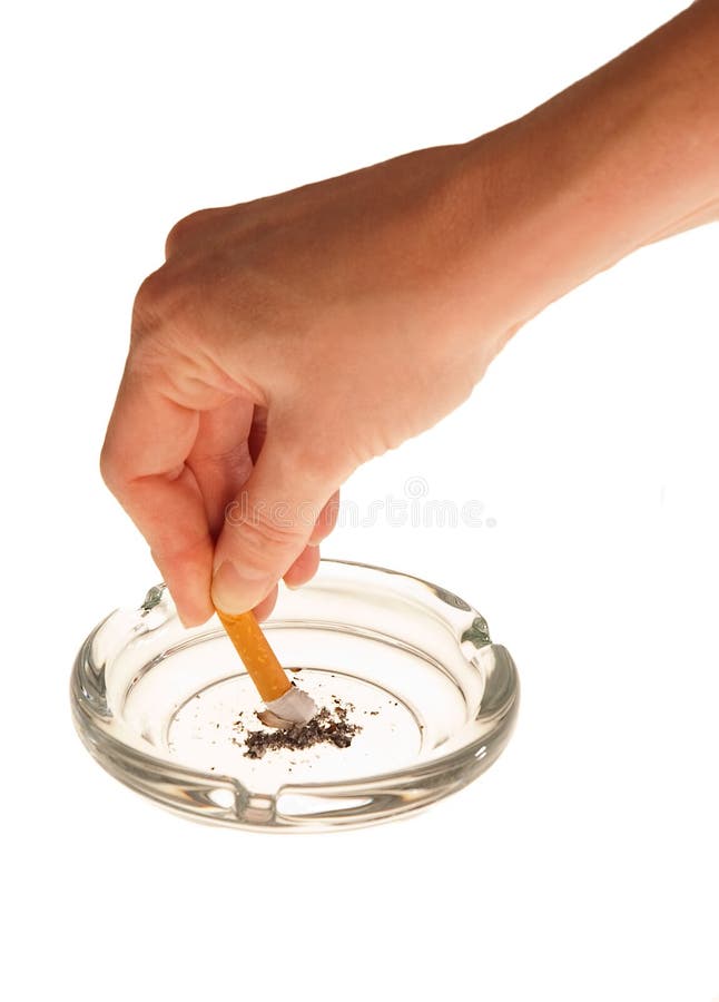Stubbing Out Cigarette in Sand Ashtray Bin Stock Image - Image of sand ...