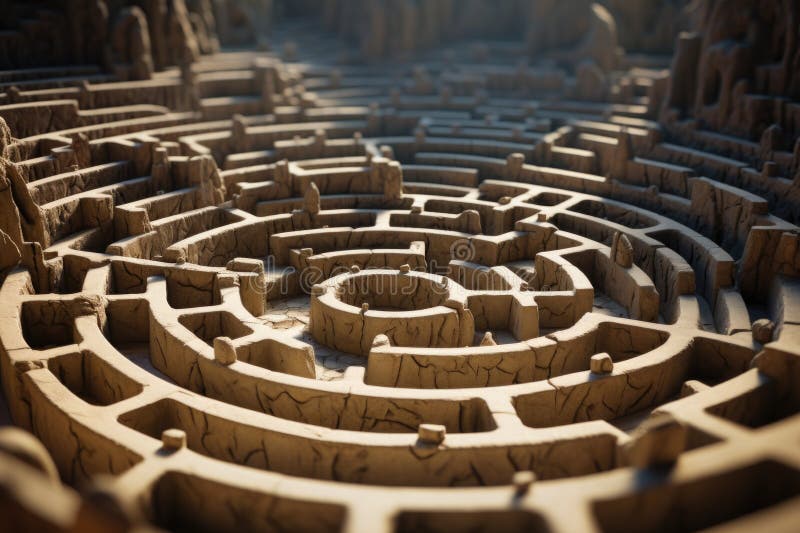 A Person Stuck in a Complex Labyrinth with No Visible Exit, Great for ...