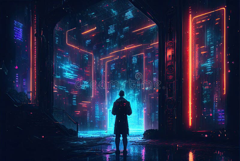 Inside the Machine - Cyberpunk Illustration - Generative AI Stock ...