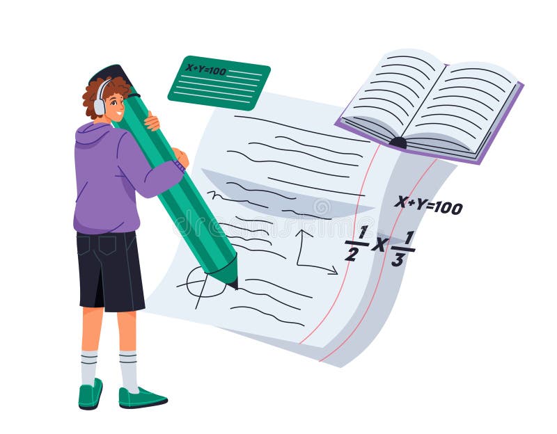 Person Study and Learn Vector Illustration Stock Vector - Illustration ...