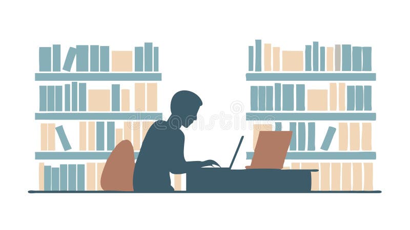 Person Studying Bookshelf, Education Learning Library, Vector Design ...