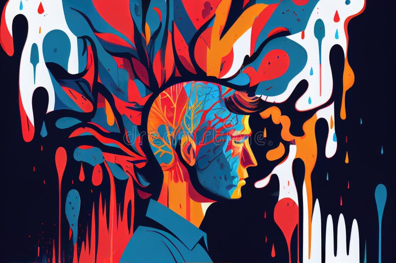 Person Suffering from Mental Disorder, with Different Abstract Shapes ...