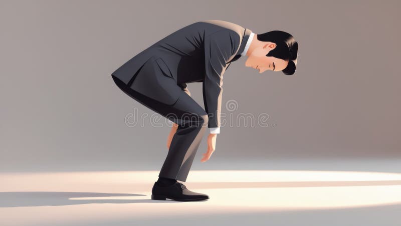 A Person in a Suit Bending Forward, Demonstrating Flexibility and ...