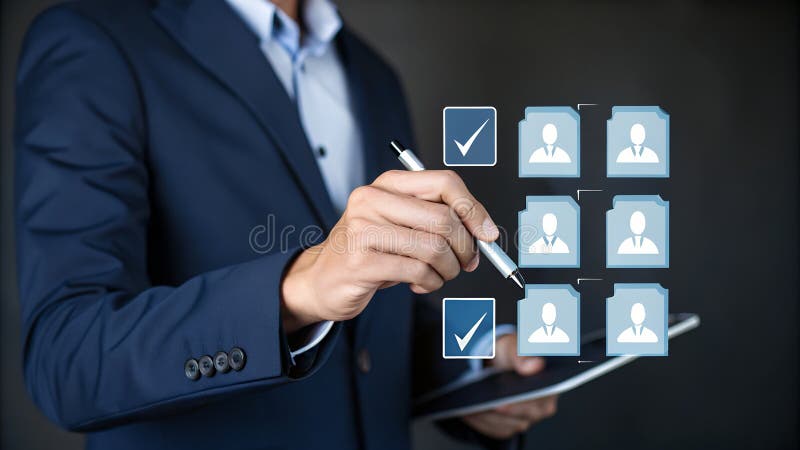 A Person in a Suit Pointing at a Digital Interface with Candidate ...