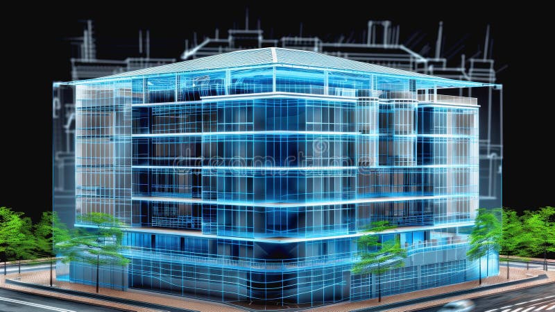 Person in Suit Presenting a High-tech, Holographic Building Model Stock ...