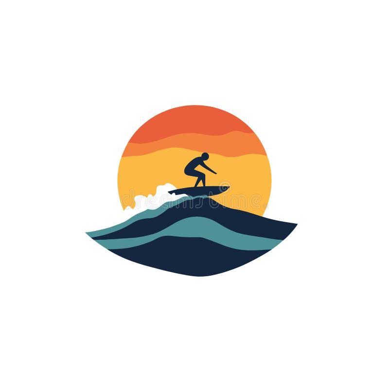 Person Surfing in the Ocean Minimal Vector Stock Illustration ...