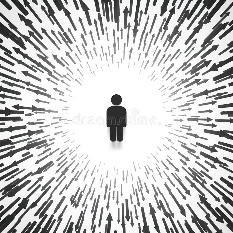 A Person is Surrounded by Arrows Pointing at Him. Stock Photo - Image ...