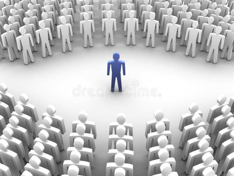 Person Surrounded with Crowd Stock Illustration - Illustration of chief ...