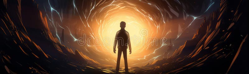 Person Surrounded by Darkness, with a Small Light Representing Hope ...