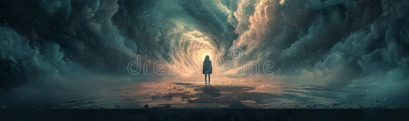 Person Surrounded by Darkness, with a Small Light Representing Hope ...