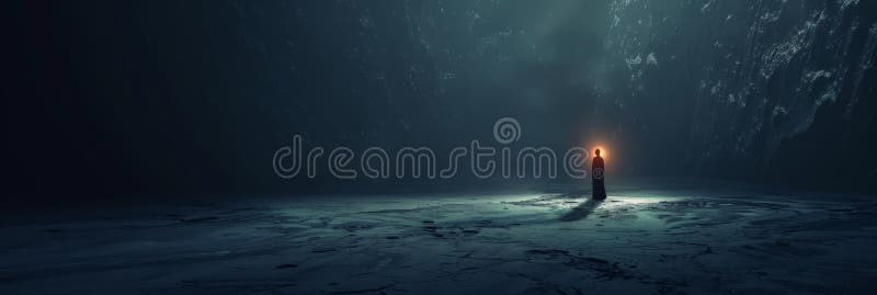 Person Surrounded by Darkness, with a Small Light Representing Hope ...