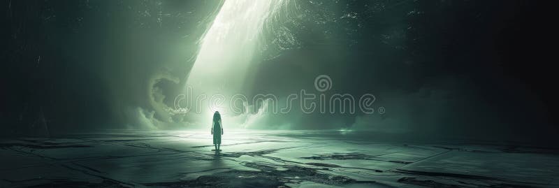 Person Surrounded by Darkness, with a Small Light Representing Hope ...