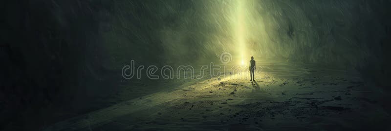 Person Surrounded by Darkness, with a Small Light Representing Hope ...