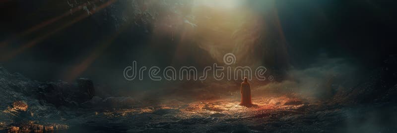 Person Surrounded by Darkness, with a Small Light Representing Hope ...