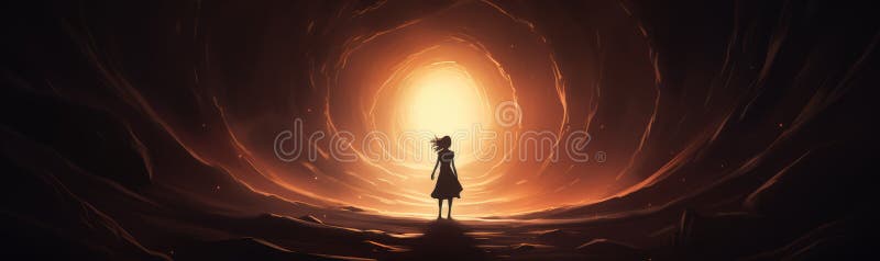 Person Surrounded by Darkness, with a Small Light Representing Hope ...