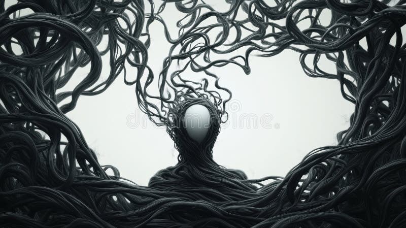 A Person is Surrounded by a Large Tree of Tangled Branches, AI Stock ...