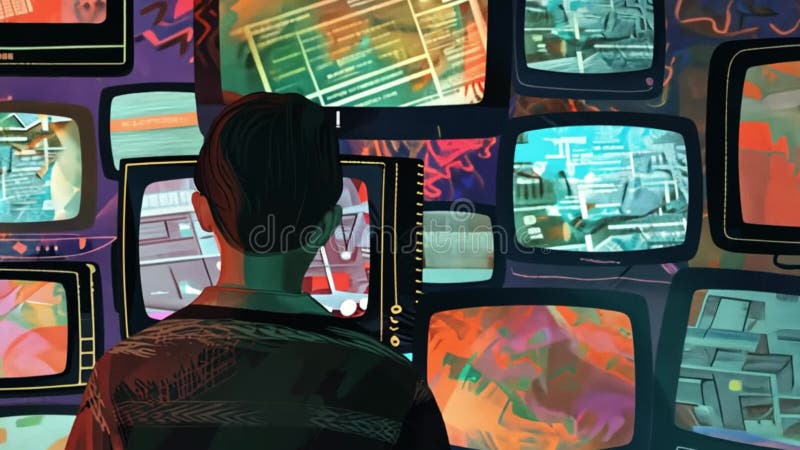 Person Surrounded by Multiple Monitors Stock Footage - Video of ...