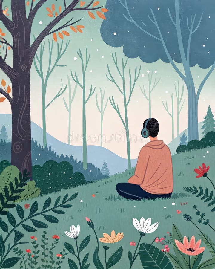 A Person Surrounded by Nature Practicing Deep Listening To the Sounds ...