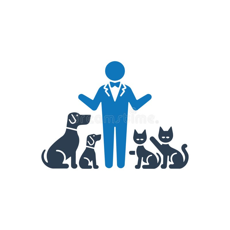 Person Surrounded by Pets Icon Stock Illustration - Illustration of ...