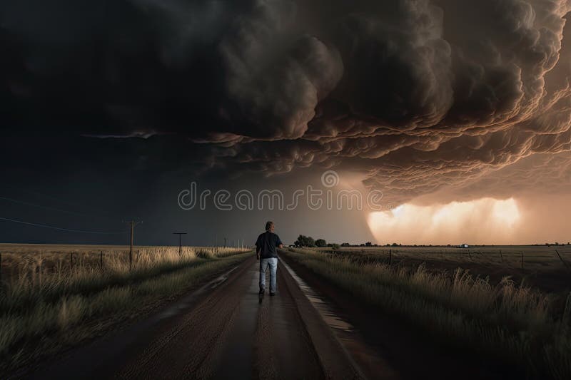 Person, Surrounded by Storm Clouds and Lightning, Chasing after ...