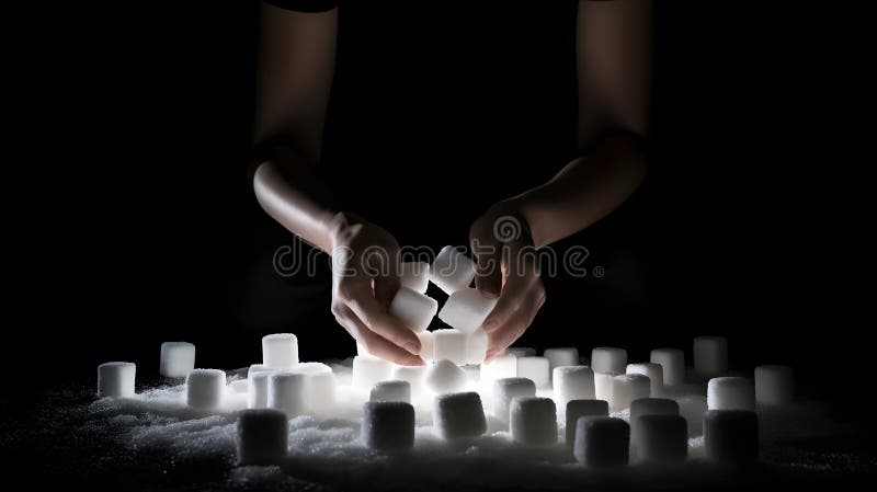 A Person Surrounded by Sugar Cubes. Generative AI Stock Illustration ...