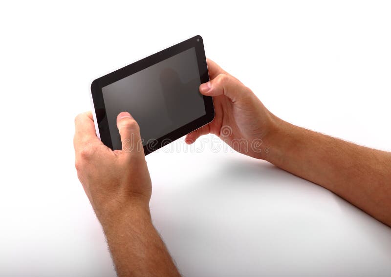 Person With Tablet Computer Stock Photo - Image of screen, hands: 27048766