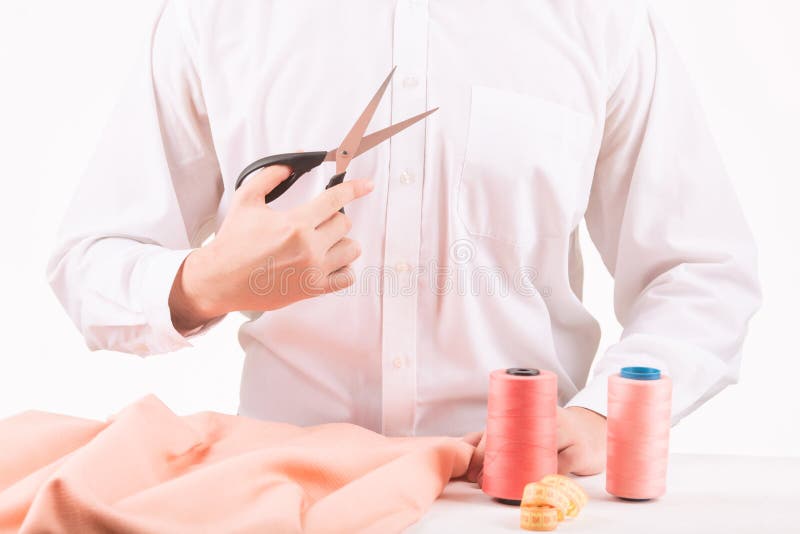 Person with Tailoring Equipment Around Him Stock Image - Image of ...