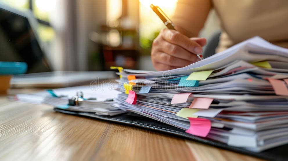 The Stack of Paperwork.AI Generated Image Stock Photo - Image of ...