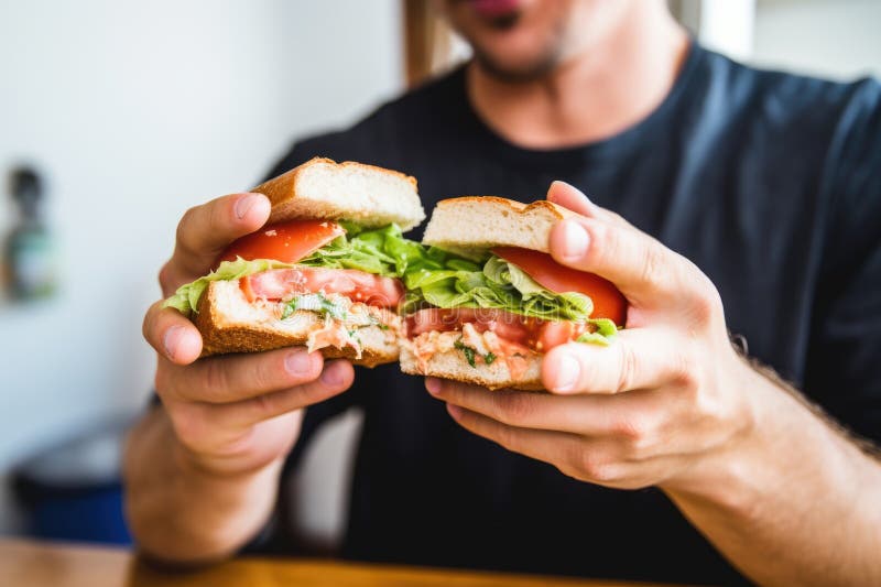 Person Taking a Bite of a Fish Sandwich Stock Photo - Image of meal ...