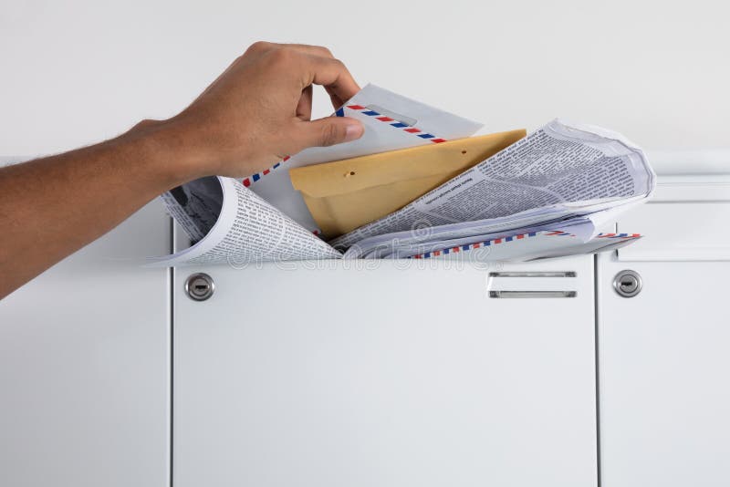 Person Taking Letters from Mailbox Stock Image - Image of full, holding ...