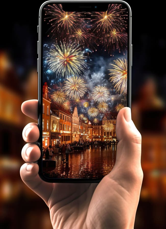 A Person Taking a Picture of a Fireworks Display. Generative AI Image ...