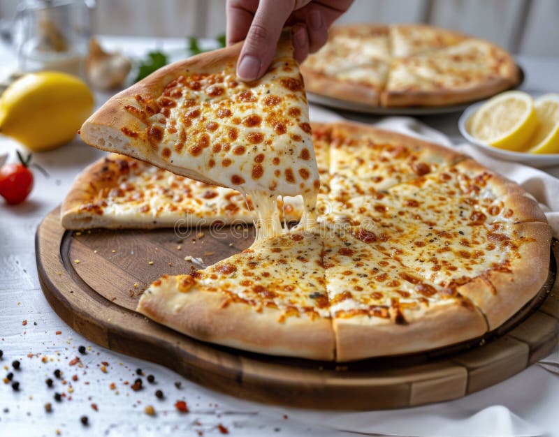 Person Taking a Slice of Cheese Pizza Stock Photo - Image of hunger ...