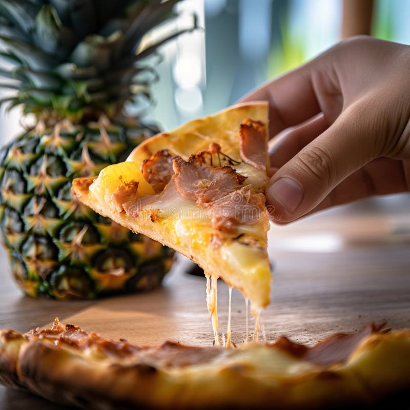 A Person Taking a Slice of Pizza from a Pineapple. AI Generative Image ...