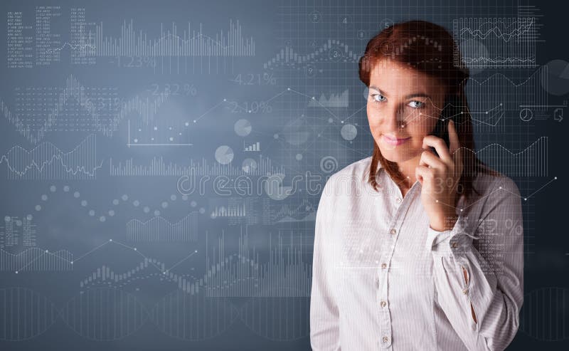 Person Talking on the Phone with Chart and Report in the Foreground ...