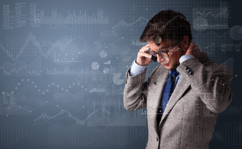 Person Talking on the Phone with Chart and Report in the Foreground ...