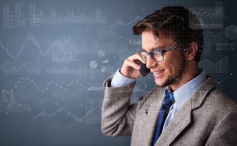 Person Talking on the Phone with Chart and Report in the Foreground ...