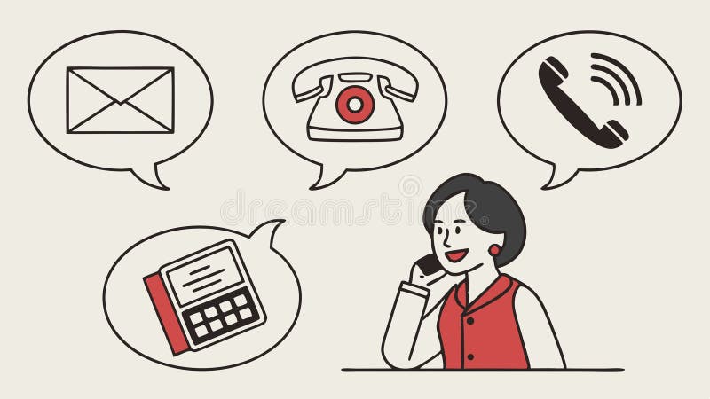 Person Talking on Retro Phone with Speech Bubbles, Communication ...