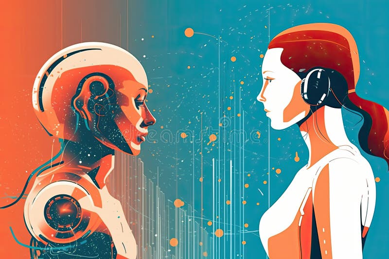 Person Talking with Robotic Ai.futuristic Technology or Machine ... Person Talking with Robotic Ai.futuristic Technology or Machine ...
