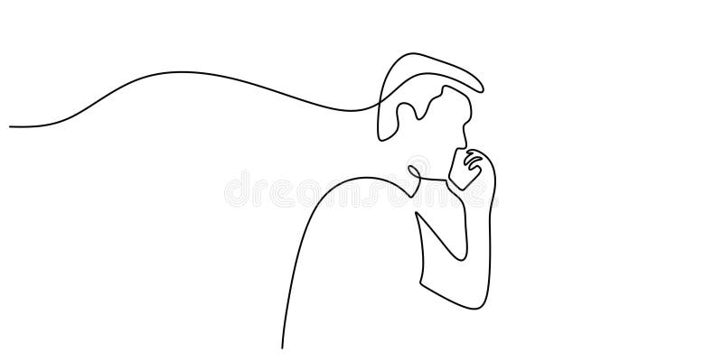 Person Talking on a Smartphone in Continuous Line Drawing. Symbol of ...