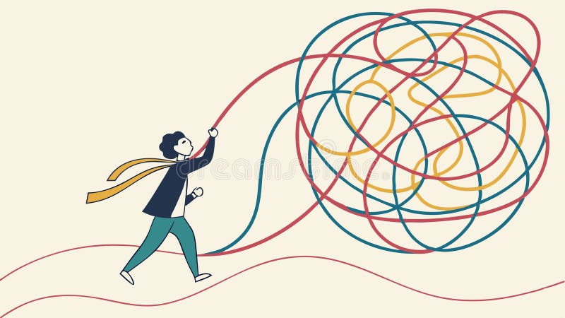 Person Tangled in Thread Vector Illustration Complexity Problem, Vector ...