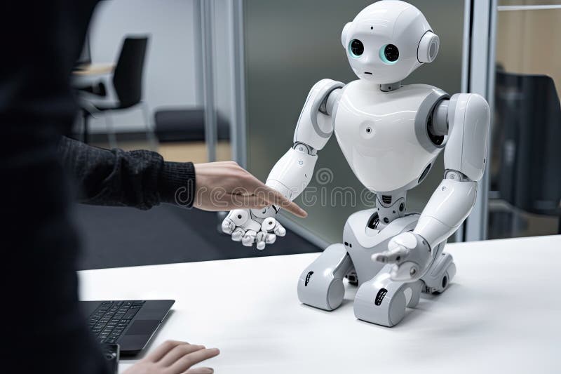Person, Teaching Robot How To Do Simple Tasks and Navigate Environment Stock Illustration ...