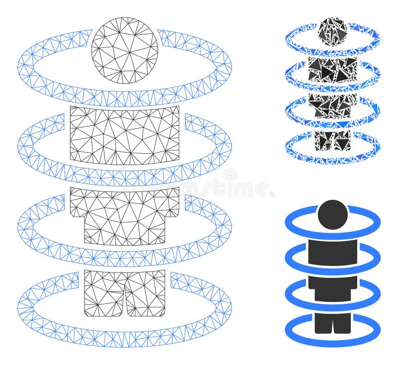 Person Teleportation Vector Mesh 2D Model and Triangle Mosaic Icon ...