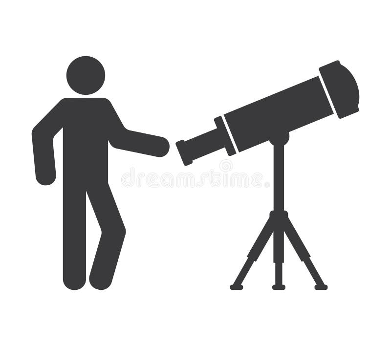 Person with telescope icon stock vector. Illustration of glass - 330523998