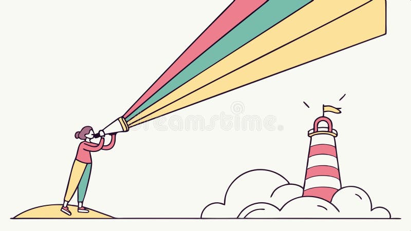 Person with Telescope, Lighthouse View Vector Design Generative AI ...