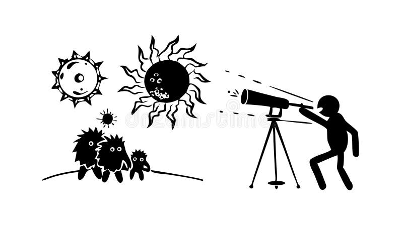 Person with Telescope, Sun Observation, Scientific Study, Vector Design ...