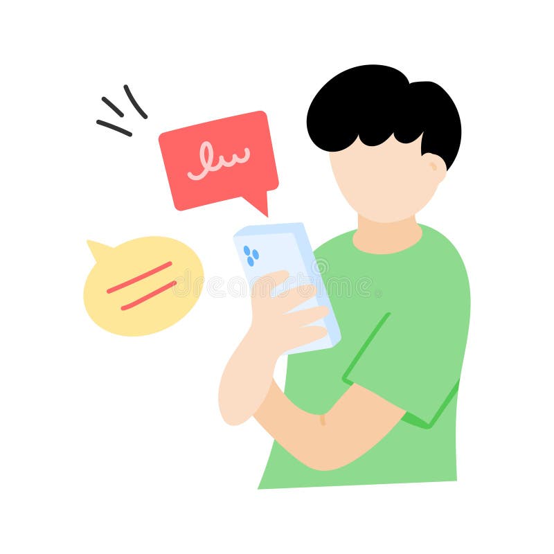 A Person Texting a Crush with Heart Emojis Stock Vector - Illustration ...