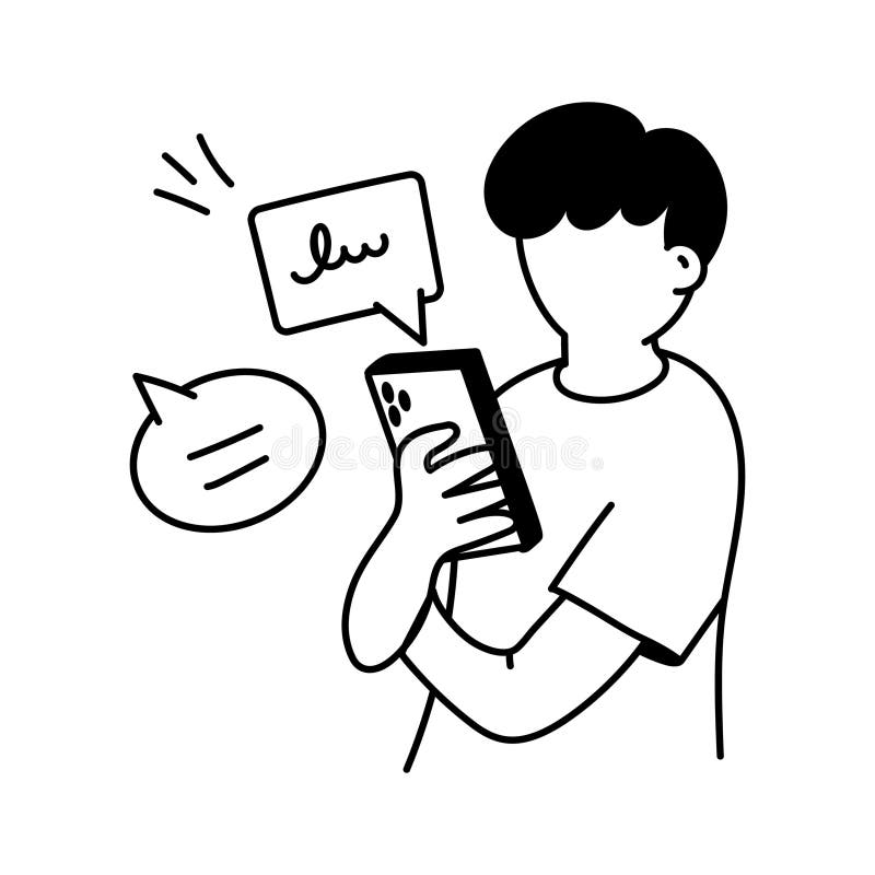 A Person Texting a Crush with Heart Emojis Stock Vector - Illustration ...