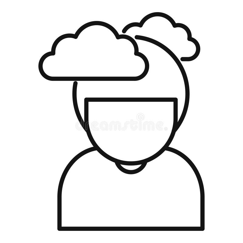Person Thinking with Cloud Computing Line Icon Stock Vector ...