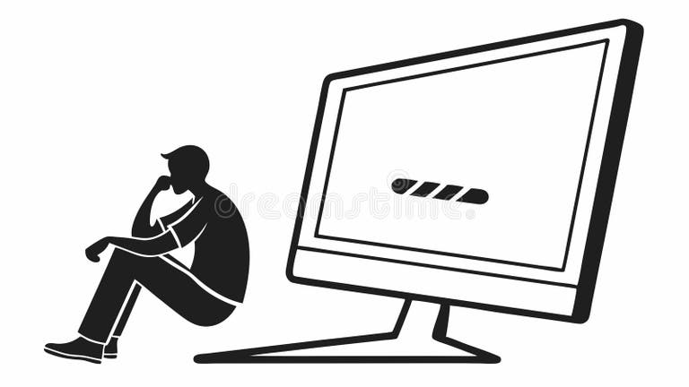 Person Thinking Computer Screen Vector Problem Solving Idea, Vector ...