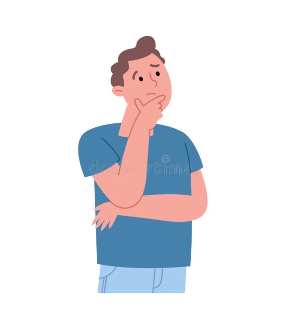 Person Thinking Deep Thoughtful Expression Pose Stock Vector ...